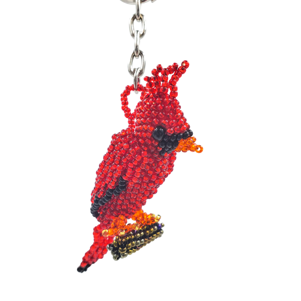 Handcrafted Beaded Cardinal Keychain | Tribal Roots